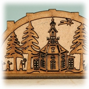 3D Winter Church & Forest MDF Wood Scene for seasonal decorating
